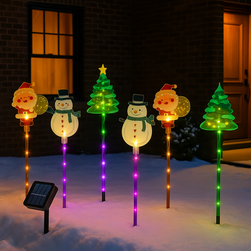 Solar Christmas Stake Lights - Bright Outdoor Christmas Light Decor ...