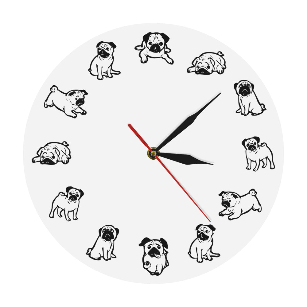 Cartoon Pug Dog Puppy Wall Clock – Kidiora