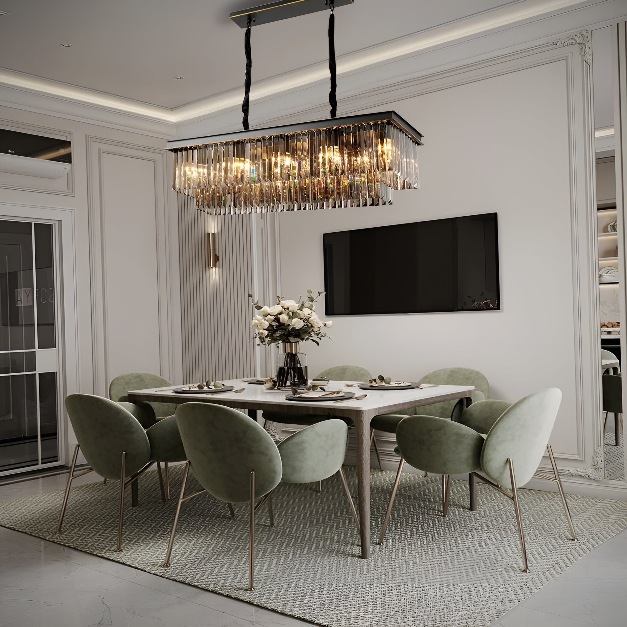 Aurora Crest Crystal Chandelier With Cascading Grey Crystals – Kidiora