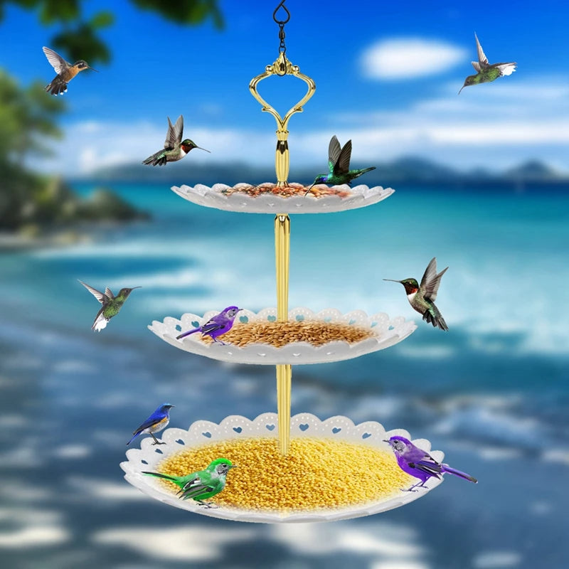 3-tier hanging bird feeder and birdbath combination – Kidiora