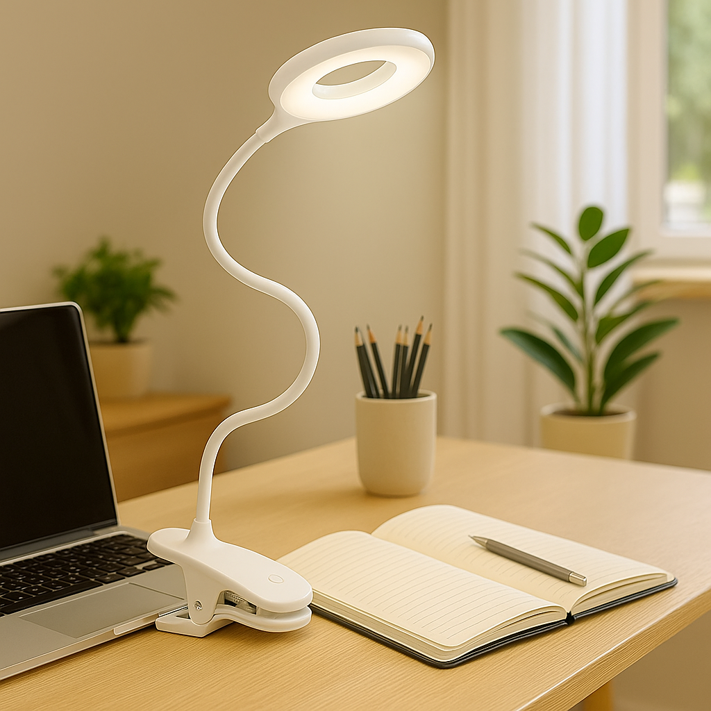 Clip-On Reading Lamp with Gooseneck – USB Rechargeable Bedside Reading ...