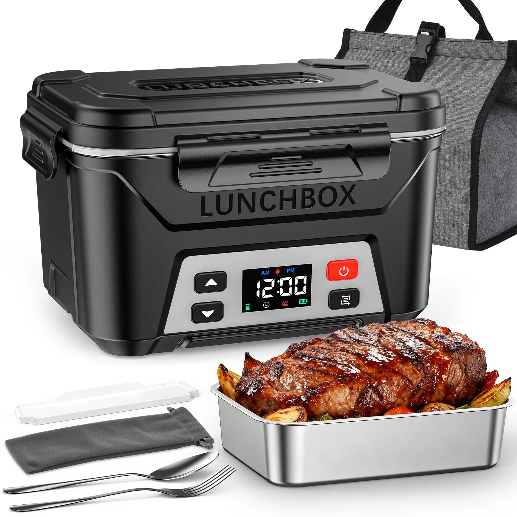 LunchVolt | 1.3L Wireless Rechargeable Self-Heating Lunch Box with ...