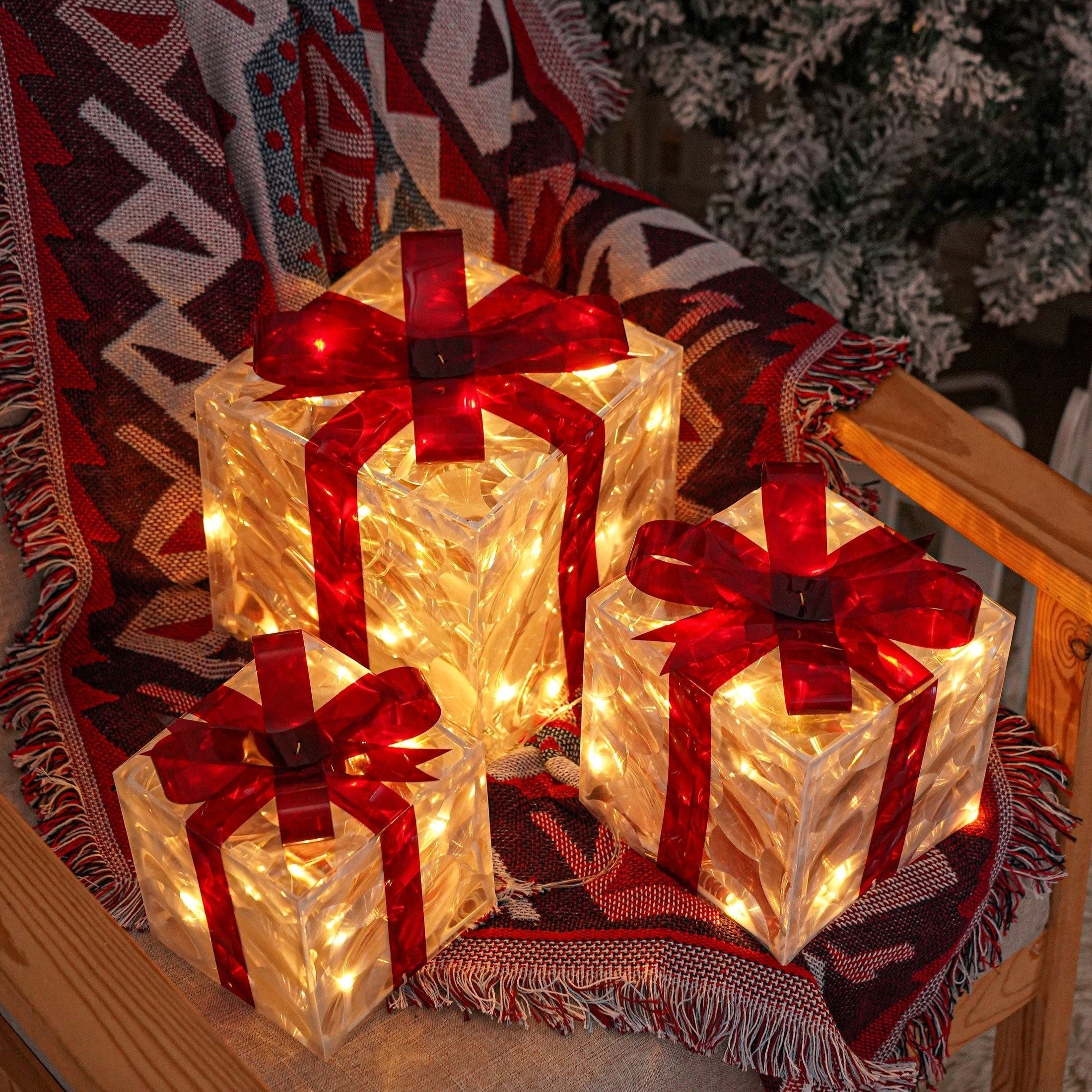 GlowBox – 3-Piece LED Gift Box Set for Christmas Decoration Display ...