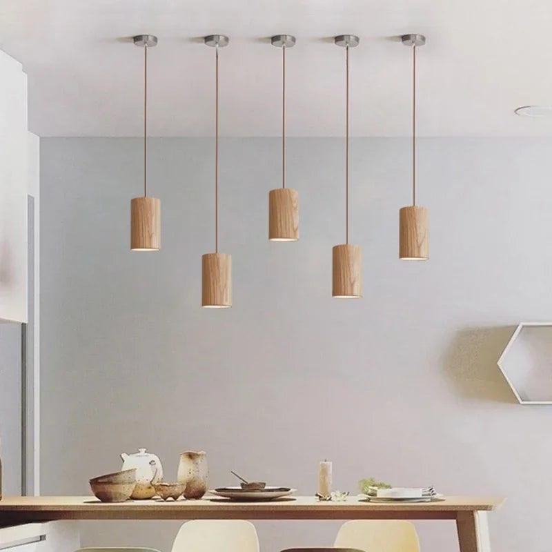 Aurelo Timber Pendant Light Nordic Style Wood Glow for Living Room ...