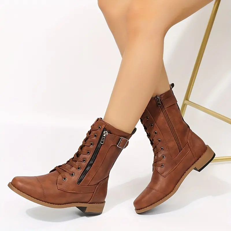 Low-Cut Lace-Up Boots for Women – Stylish & Comfortable – Kidiora
