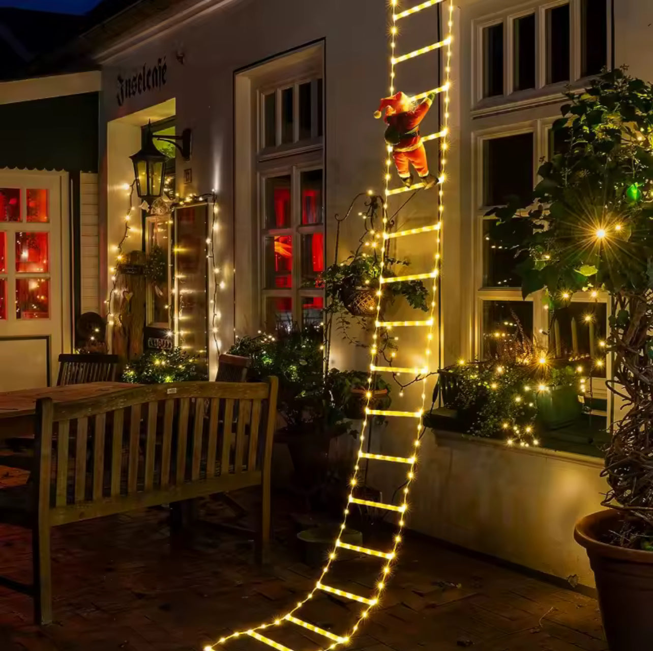 LED Outdoor Christmas Decoration – 3m Santa Claus Ladder with 347 ...