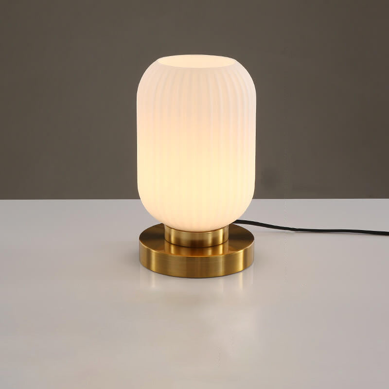 Striped Glass Oval Design 1-Light Table Lamp Modern Decorative Glass ...