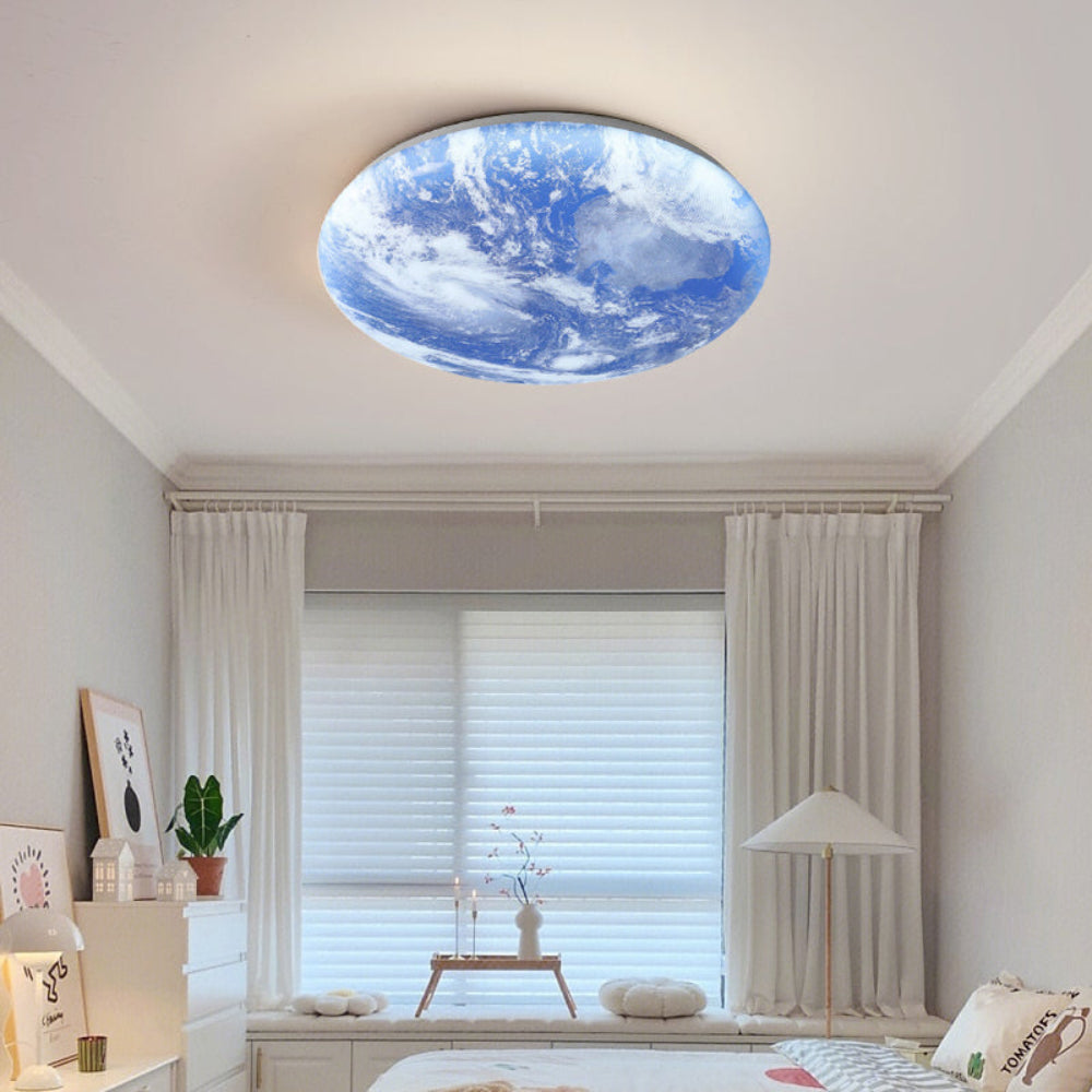 Modern Moonlight Ceiling Light LED Flush Mount in Blue – Kidiora