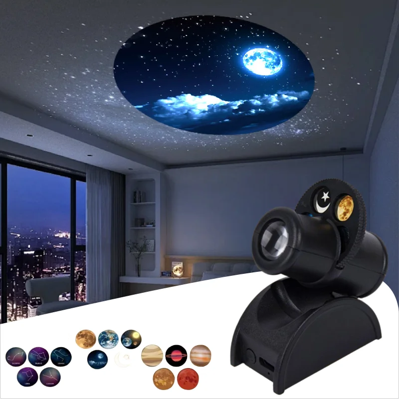 USB Rechargeable LED Night Light Projector with Interchangeable Discs ...
