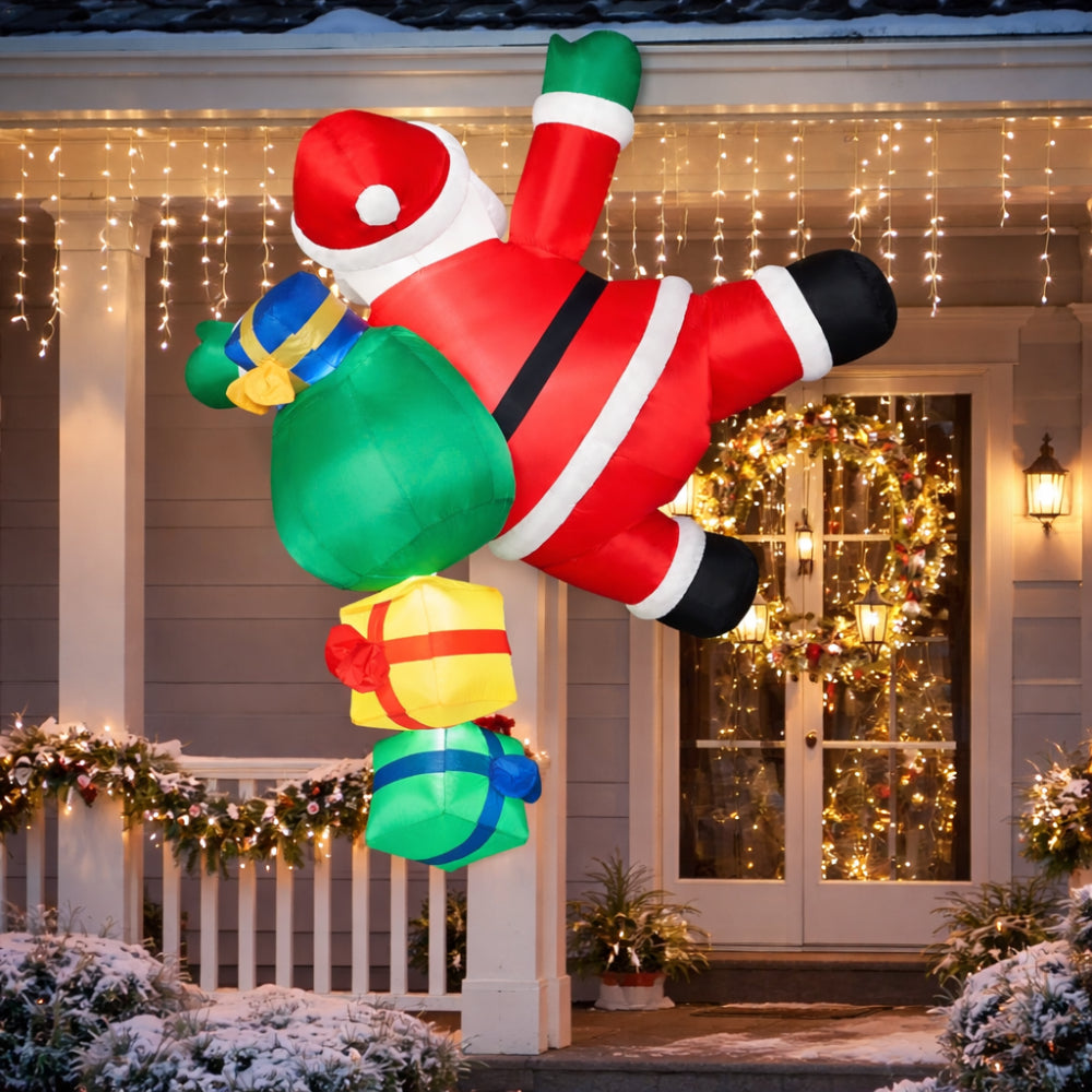Christmas Inflatable Climbing Santa LED Lighted Outdoor Decoration ...