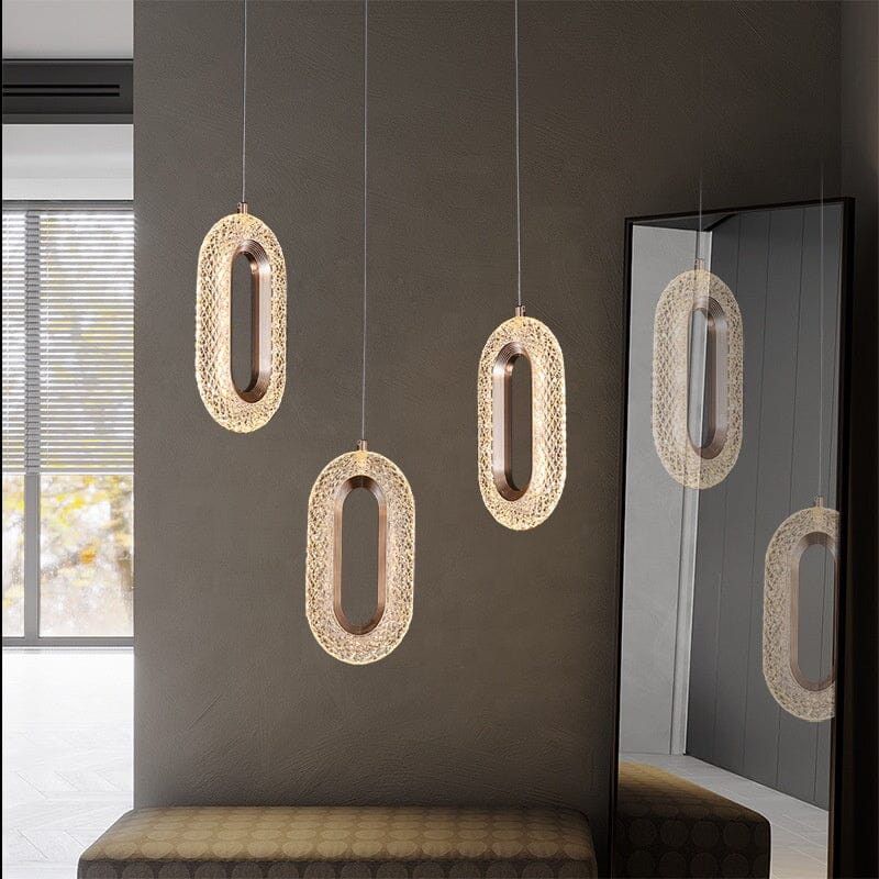 ElaraLux Oval LED Ceiling Pendant Light In Golden Finish – Kidiora